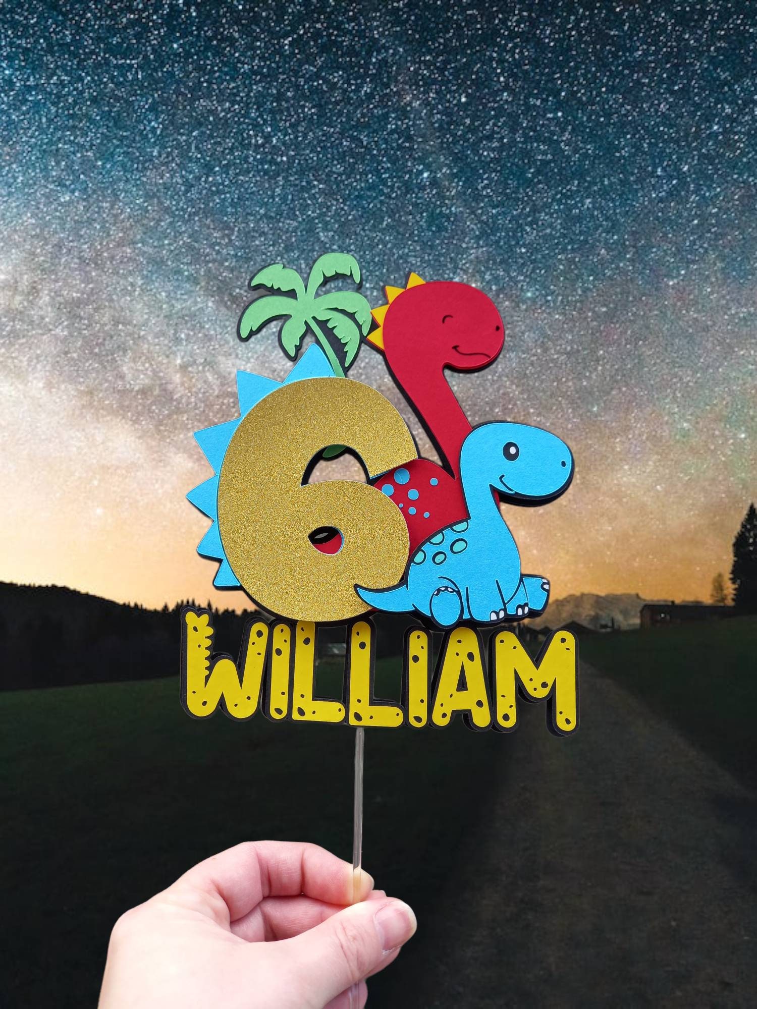 Personalised Dinosaur Number Cake Topper, Dino Cake Topper, Birthday ...