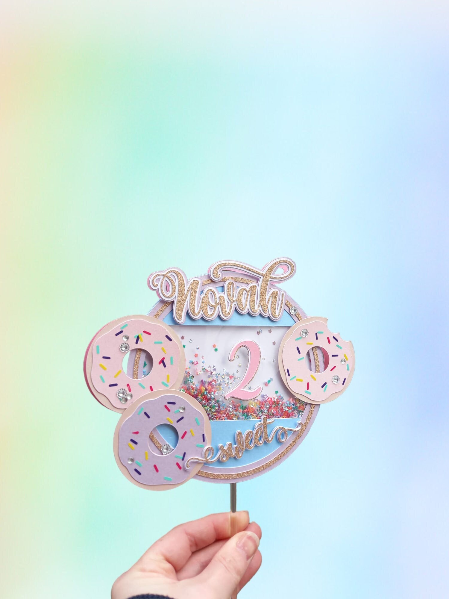 Personalised Donut Themed Cake Topper, Donut Cake Topper, Birthday Cake ...