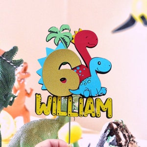 Personalised Dinosaur Number Cake Topper, Dino Cake Topper, Birthday ...