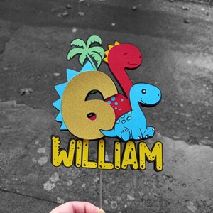Personalised Dinosaur Number Cake Topper, Dino Cake Topper, Birthday ...