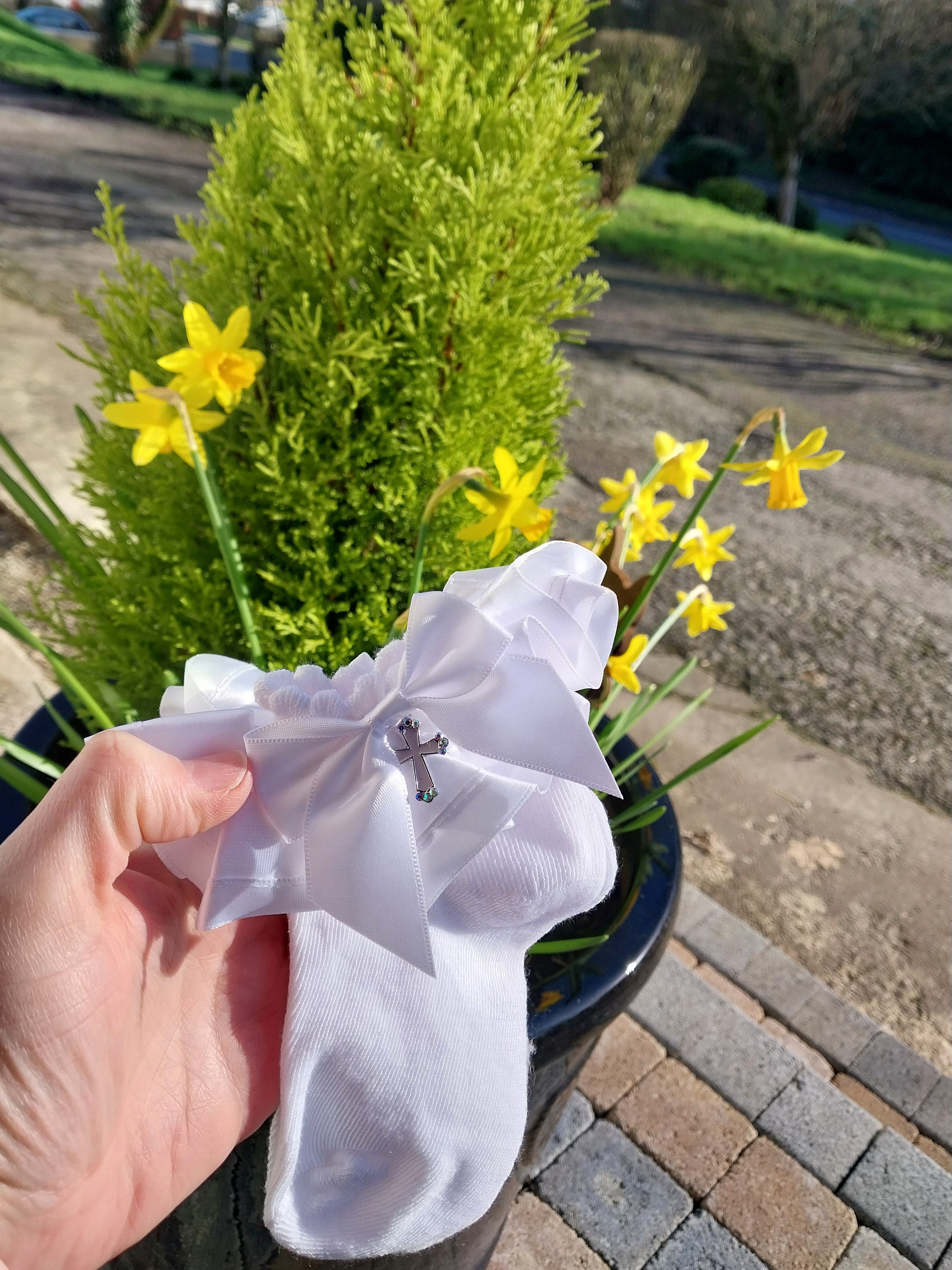 First Holy Communion Ankle Socks, Christening, Baptism, Naming Day, Bow ...