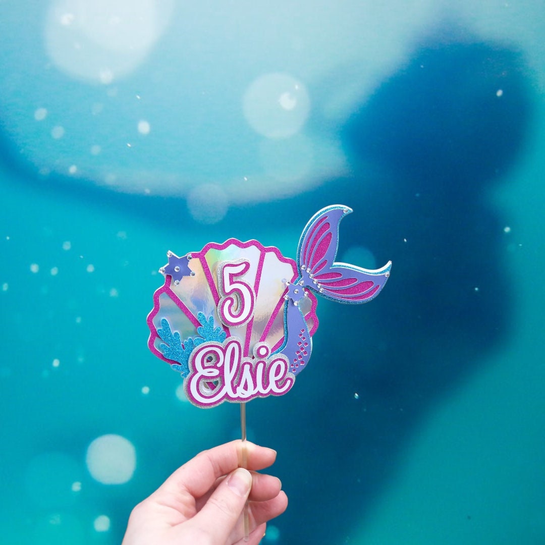 Personalised Mermaid Number Cake Topper, Mermaid Cake Topper, Birthday ...