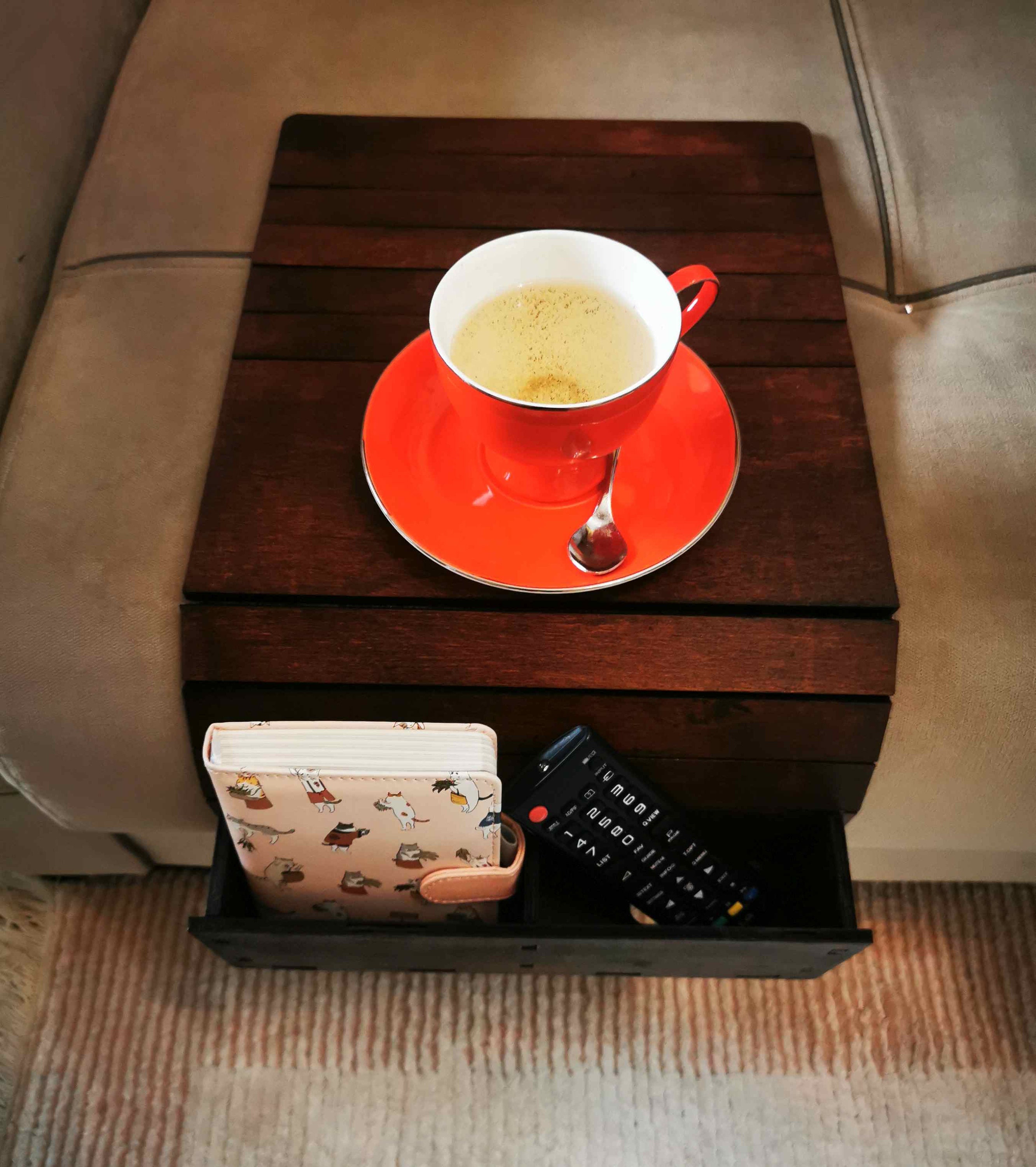 Wooden Flexible Sofa Table With Remote Control and Mobile Phone Holder ...