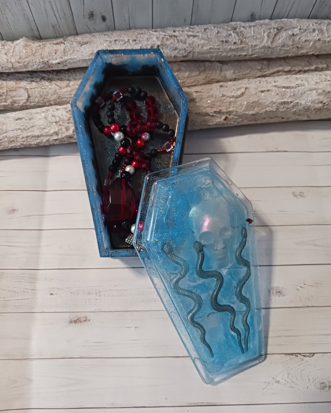 Spooky Coffin Jewelry Box With Snakes and Skull - Etsy