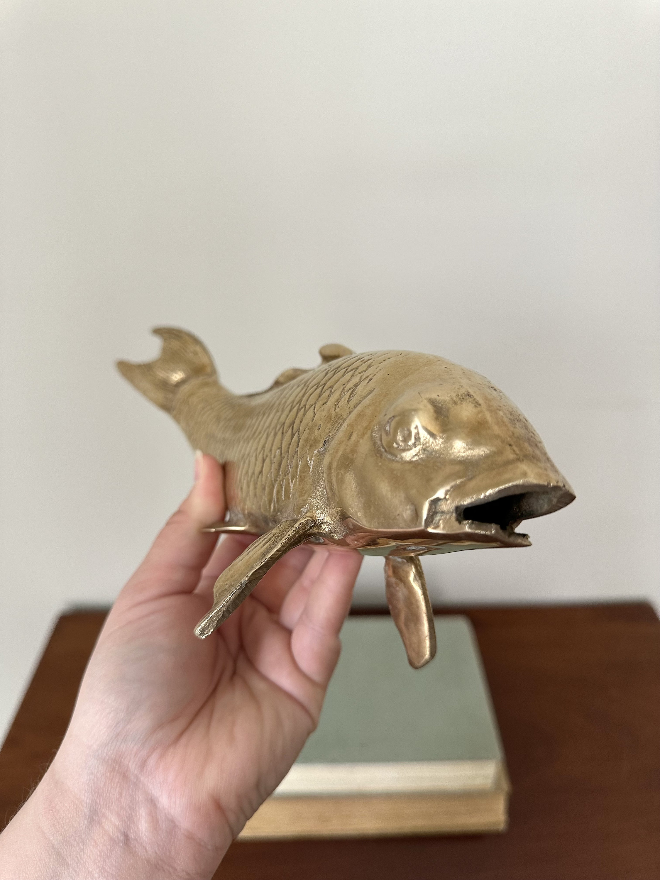 Vintage Large Brass Fish / Vintage Brass Animal Figurine / Brass ...