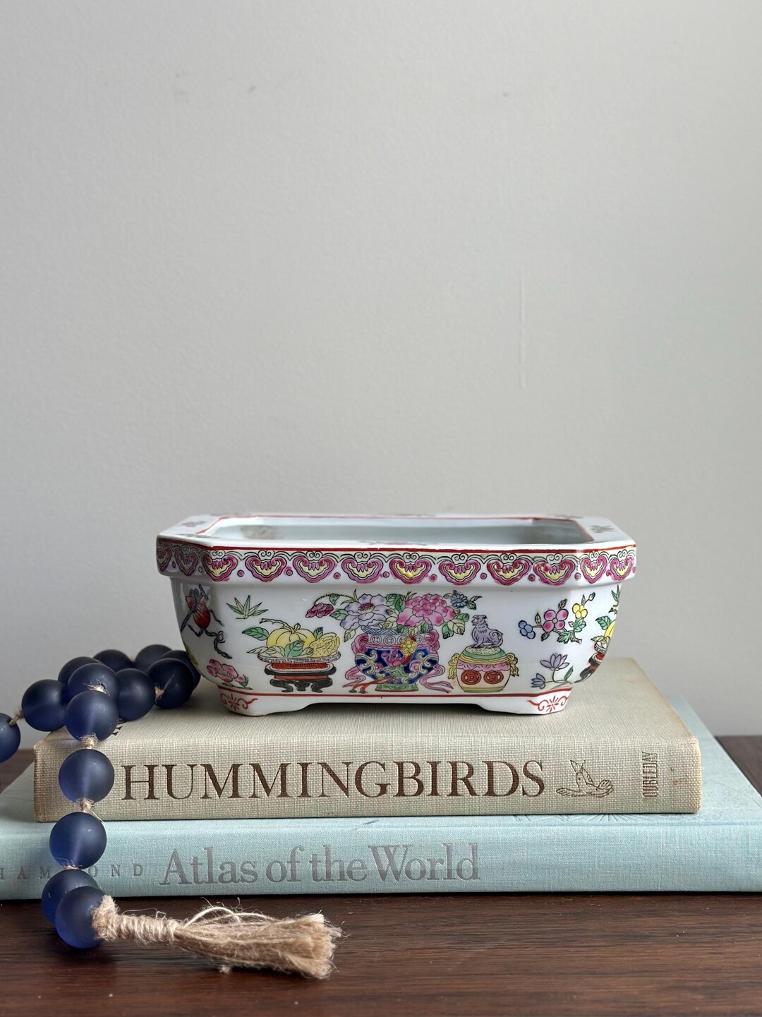 Vintage Colorful Famille Rose Planter Flower Motif / Hand-painted Cache ...