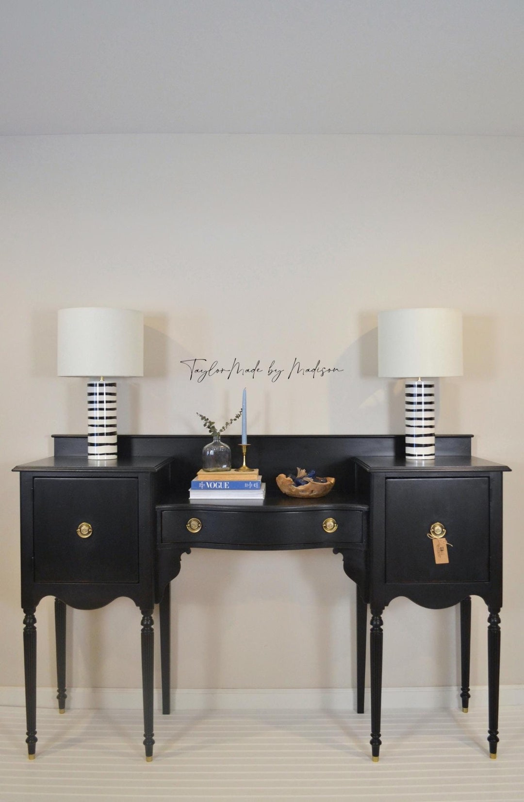 NEW*** Vintage TALL Black Wash Jacobean Server W Long Legs /hepplewhite ...