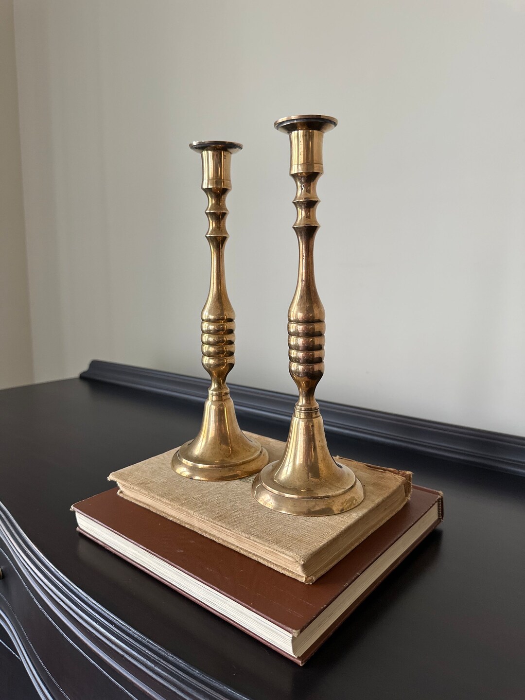 Pair of Vintage Brass Candlesticks / Large Candlestick Holders - Etsy