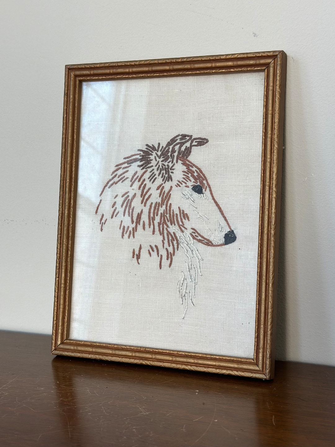 Vintage Crewel Embroidery Rough Collie / Lassie / Dog Art / Wall Decor ...