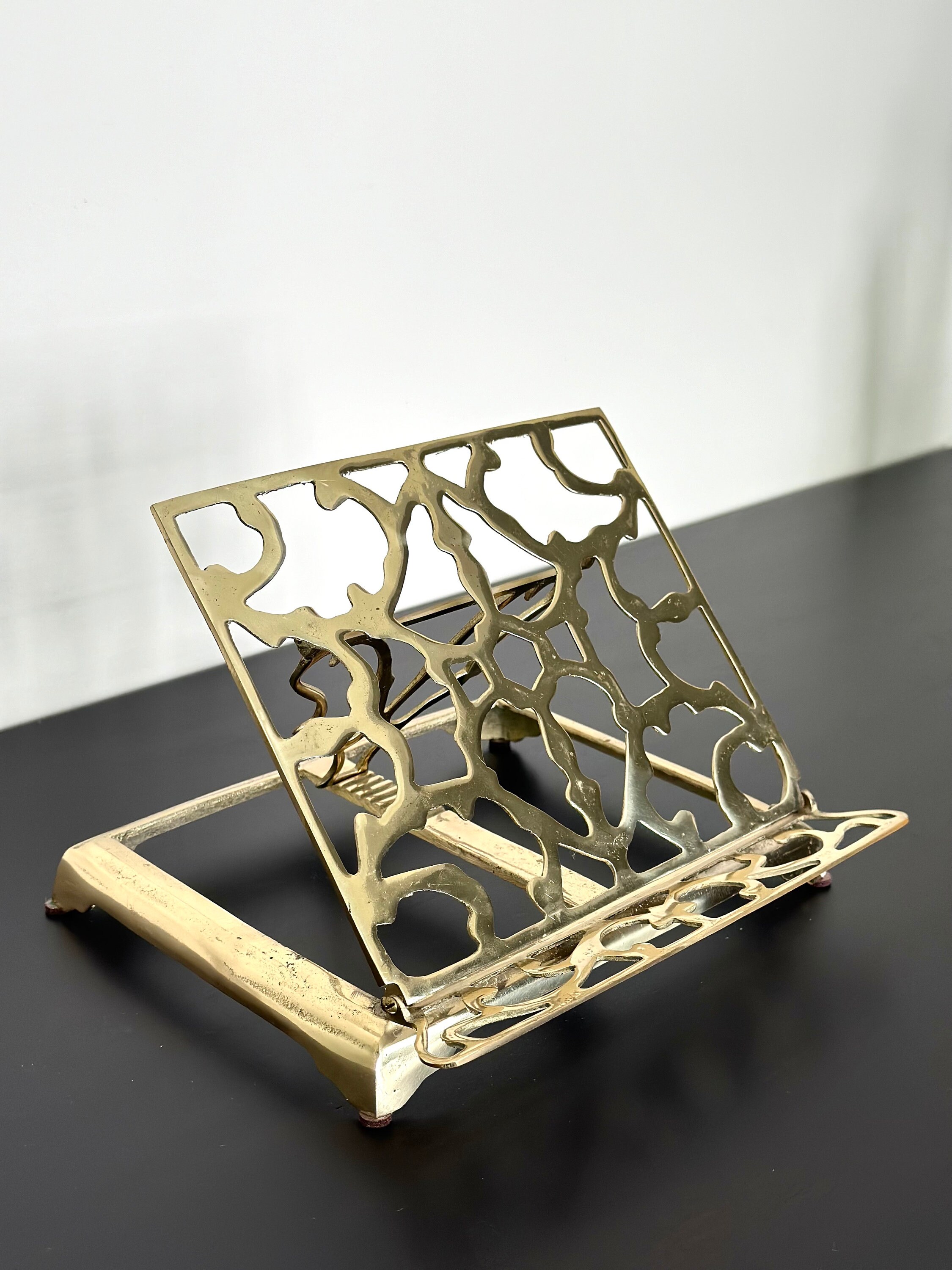 Vintage Solid Brass Book Stand / Book Holder /adjustable Stand /folding ...