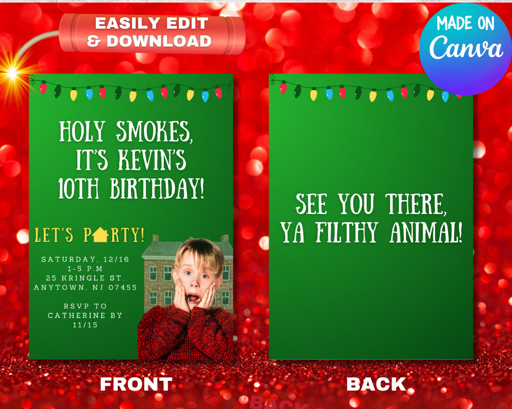 Editable Home Alone Birthday Party Invitation Christmas Party - Etsy