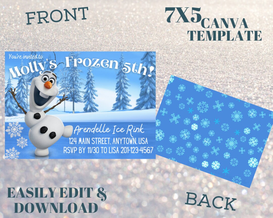 EDITABLE Frozen Olaf Invitation Birthday Party Card - Digital Download ...