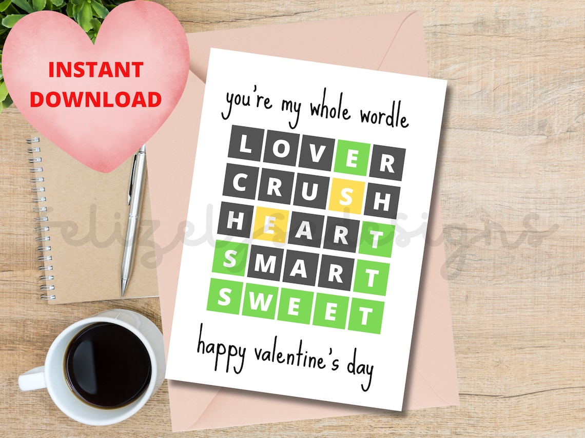 Printable Wordle Valentine's Day Card Anniversary Card you're My Whole ...