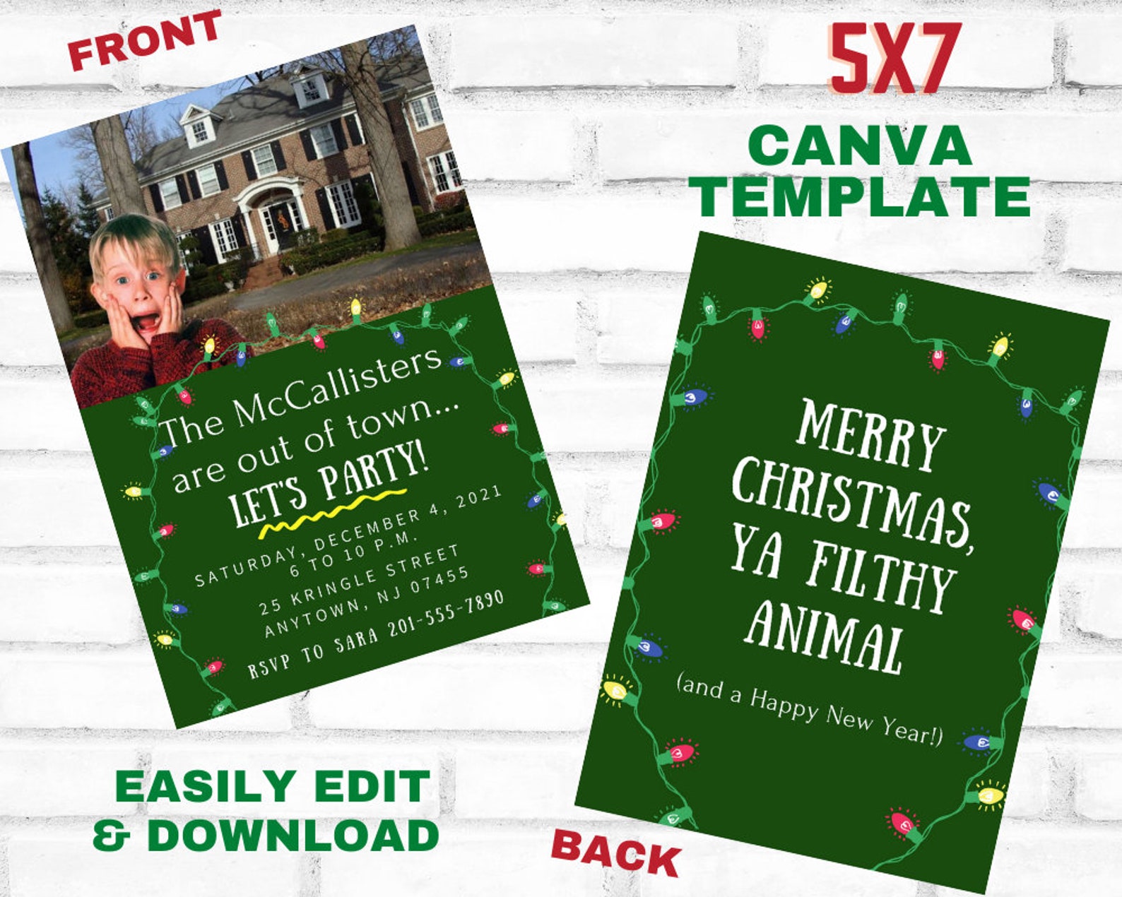 DIGITAL DOWNLOAD Home Alone Party Invitation Christmas Birthday Party ...