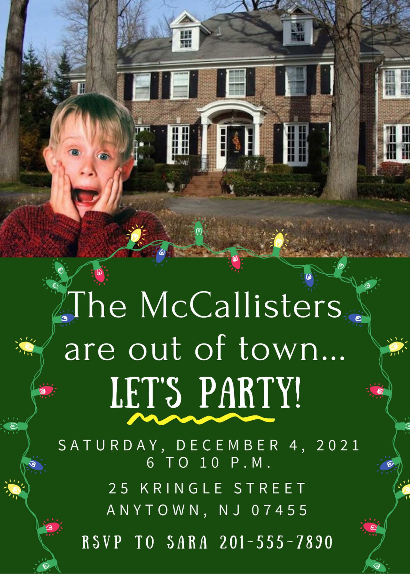 DIGITAL DOWNLOAD Home Alone Party Invitation Christmas Birthday Party ...