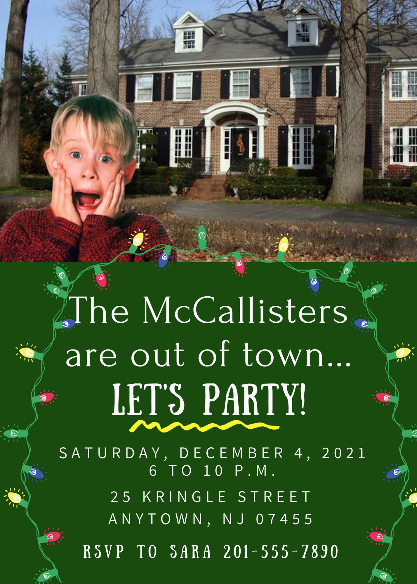 DIGITAL DOWNLOAD Home Alone Party Invitation Christmas Birthday Party ...