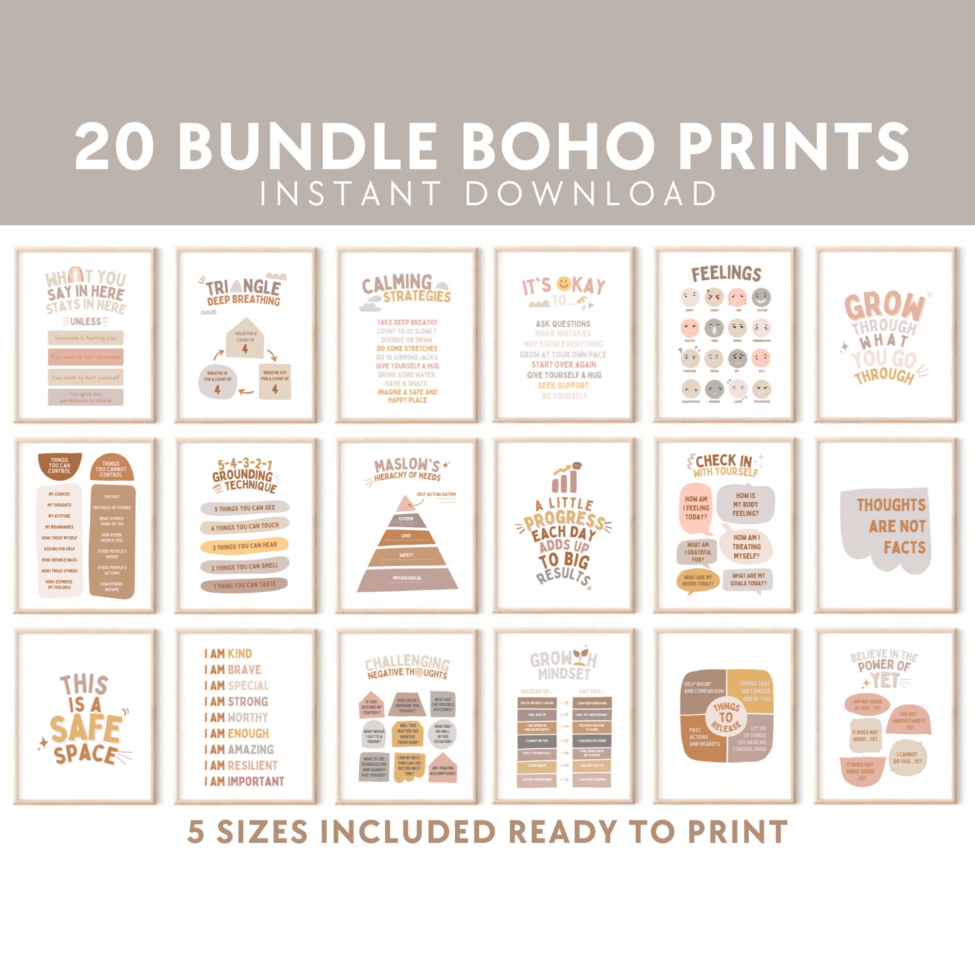 20 Boho Social Worker Office Decor Poster School Psychologist Wall Art ...