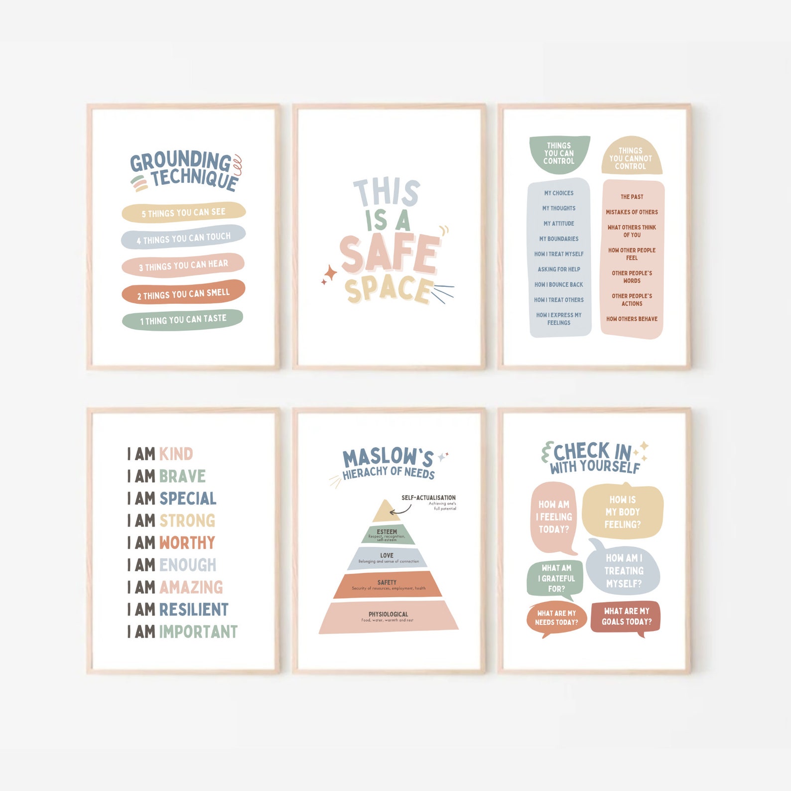 Set of 18 Bundle School Counseling Signs Posters Counselor Therapy Wall ...