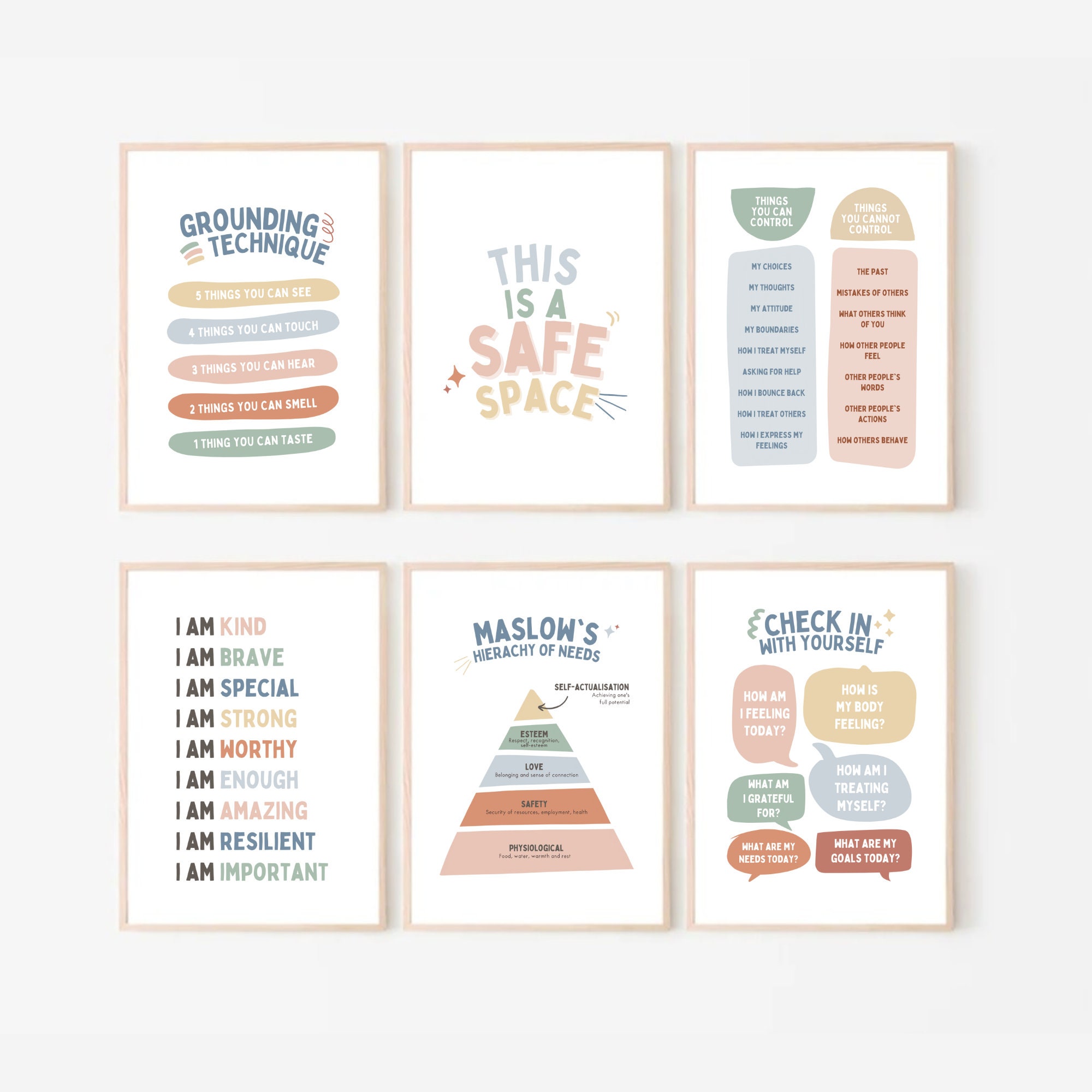 Set of 18 Bundle School Counseling Signs Posters Counselor Therapy Wall ...