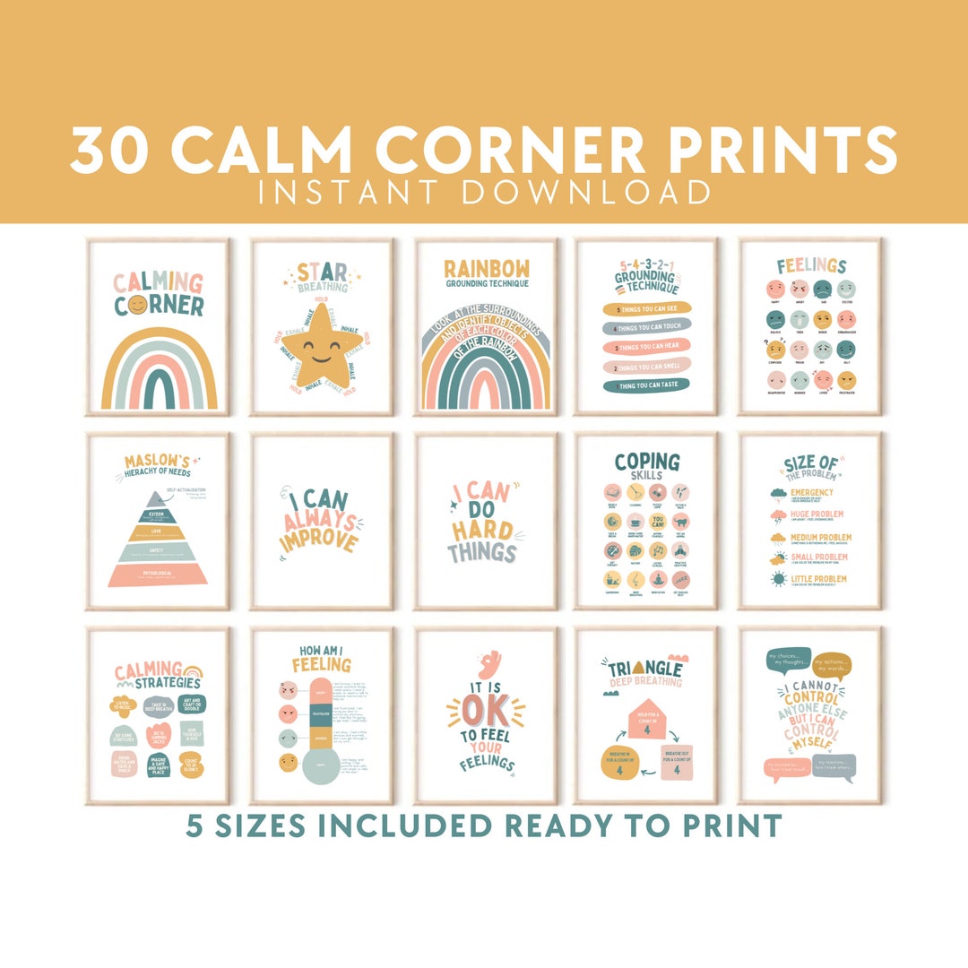 30 Calm Corner Bundle Posters Prints Calming Down Strategies Printable ...