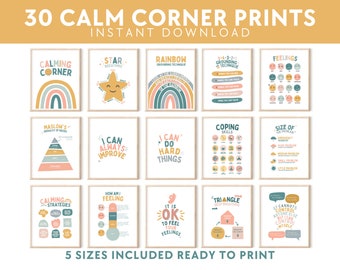 30 Calm Corner Bundle Posters Prints Calming Down Strategies Printable ...