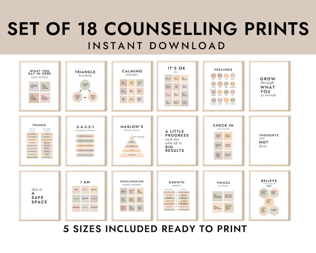 18 School Counseling Signs Posters Psychologist Office Decor Counselor ...