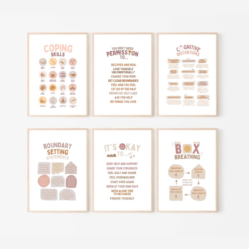 20 Boho Therapist Office Decor Social Worker Posters Therapy Art ...