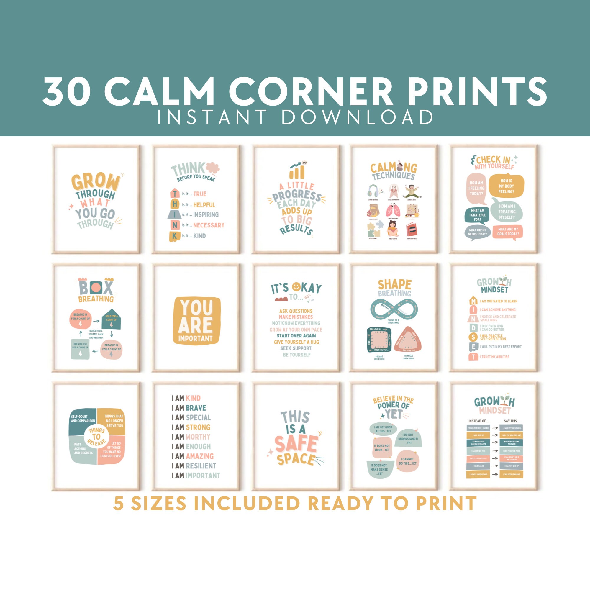 30 Calm Corner Bundle Posters Prints Calming Down Strategies Printable ...