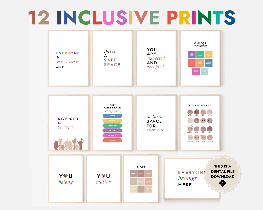 12 Inclusion Posters School Counselor Office Decor Inclusive Wall Art ...
