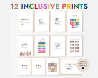12 Inclusion Posters School Counselor Office Decor Inclusive Wall Art ...
