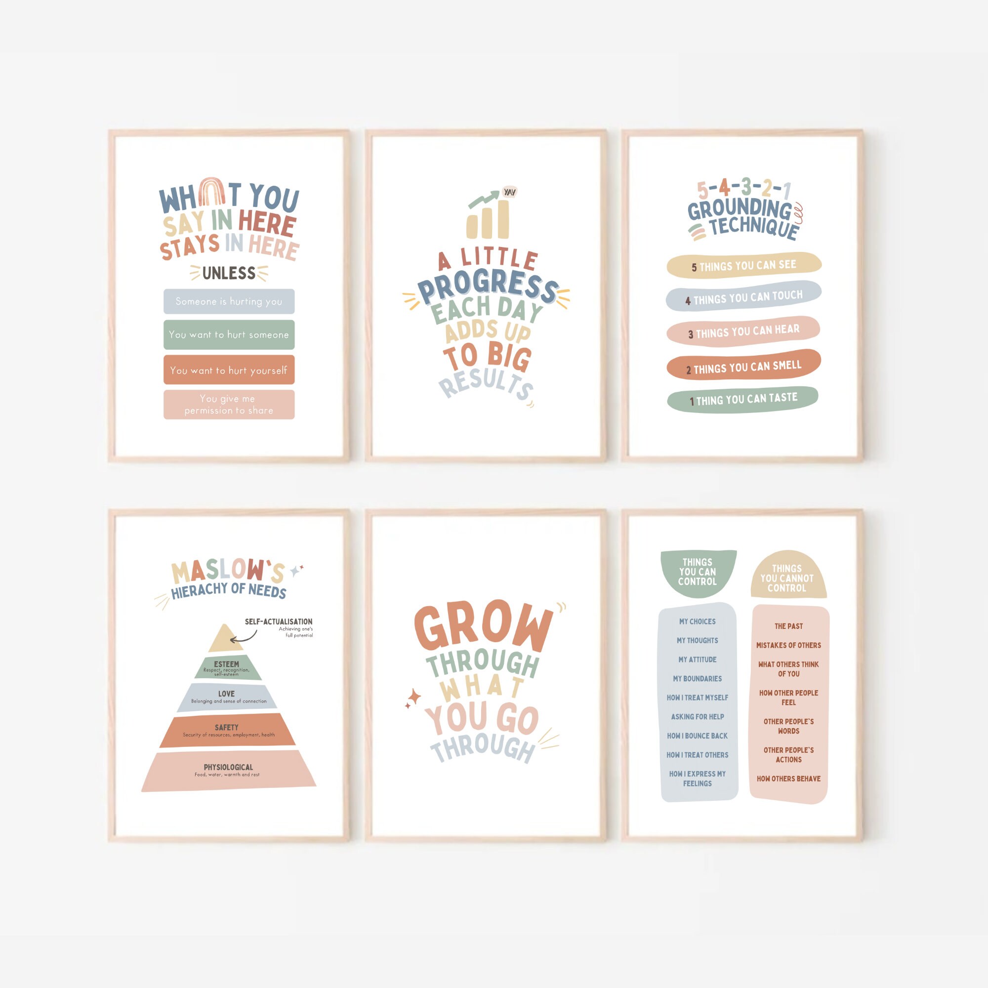 Set of 20 Bundle School Counseling Signs Posters Therapy Office Decor ...