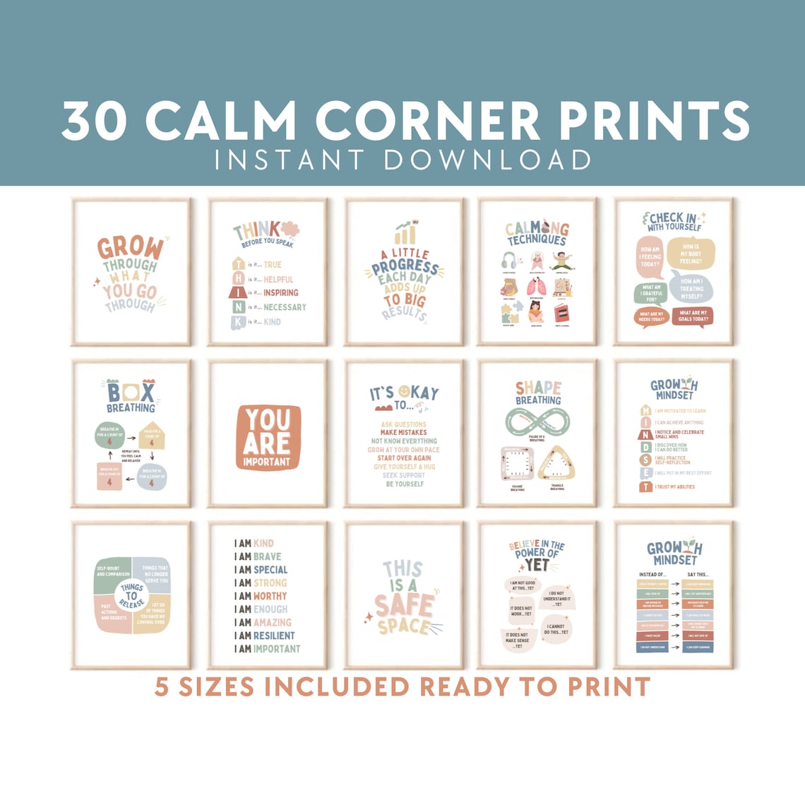 30 Calm Corner Bundle Posters Prints Calming Down Strategies Printable ...