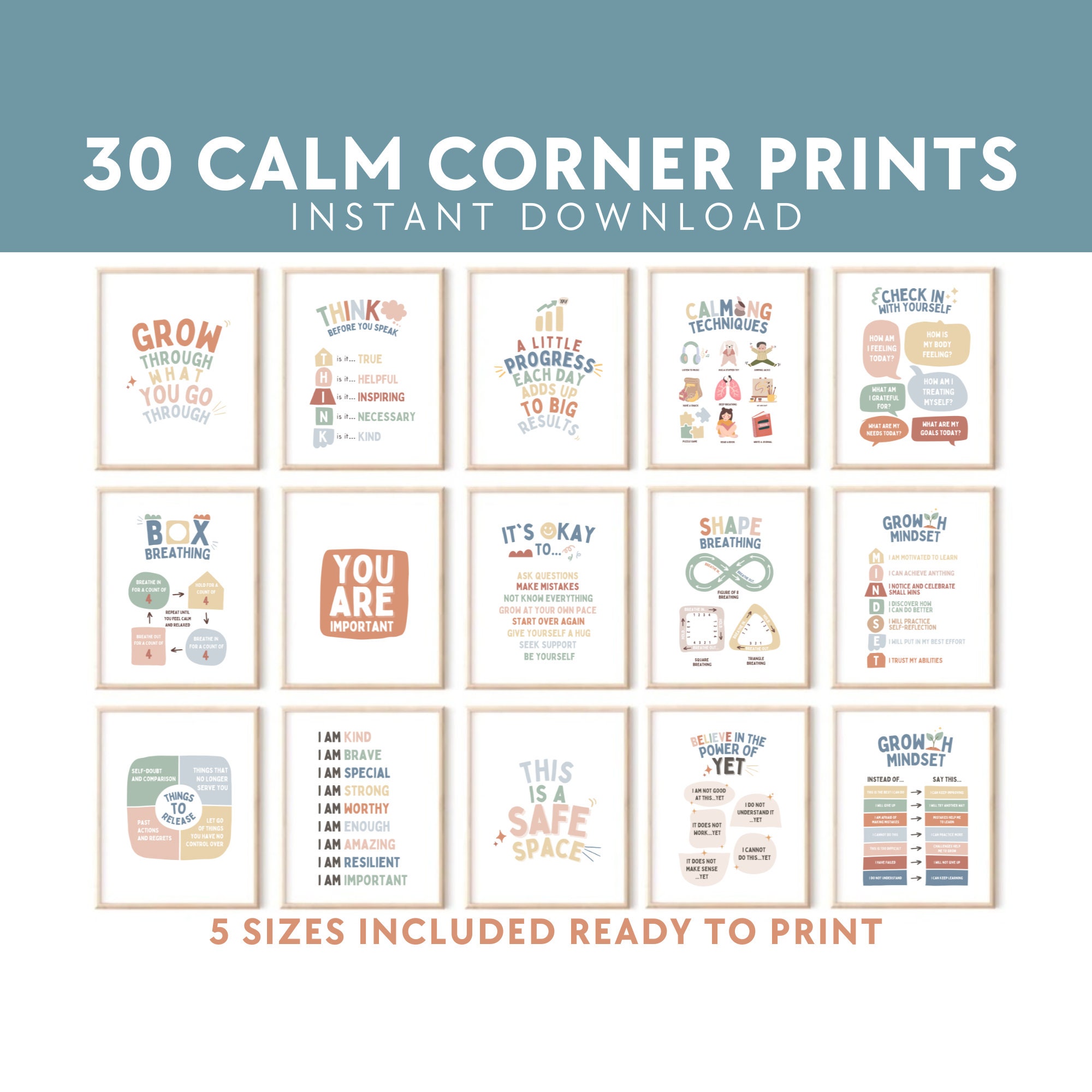 30 Calm Corner Bundle Posters Prints Calming Down Strategies Printable ...
