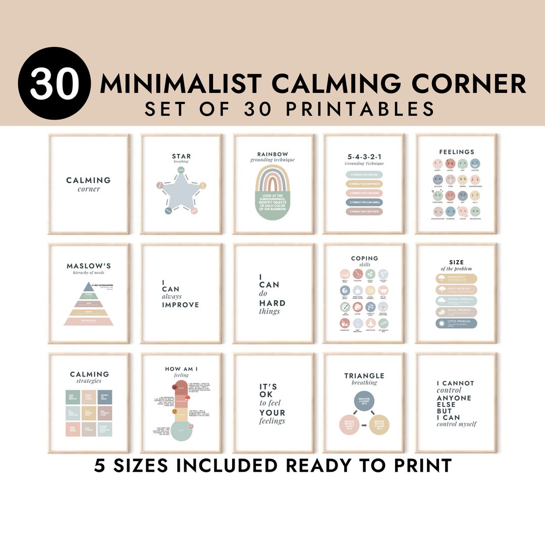 30 Calming Corner Wall Art Poster Calm Down Strategies Sign Printable ...