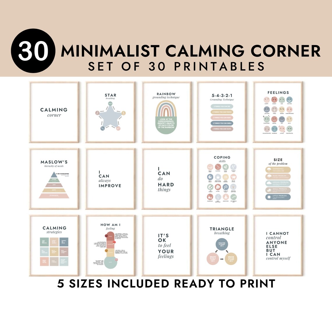 30 Calming Corner Wall Art Poster Calm Down Strategies Sign - Etsy