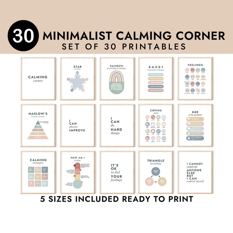 30 Calming Corner Wall Art Poster Calm Down Strategies Sign - Etsy