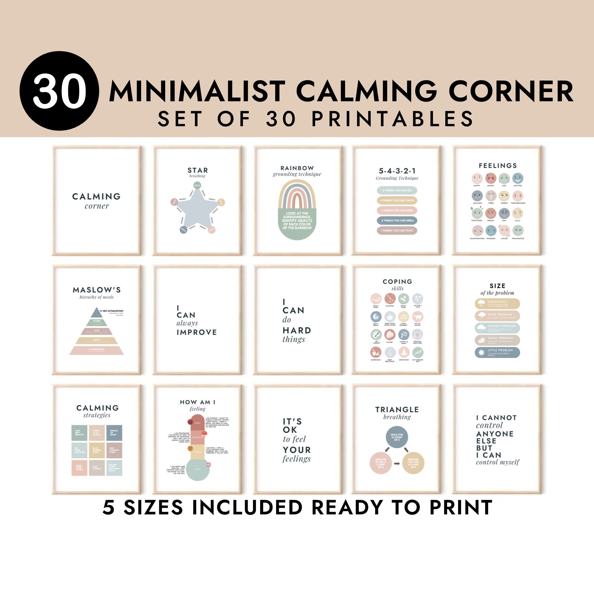 30 Calming Corner Wall Art Poster Calm Down Strategies Sign - Etsy