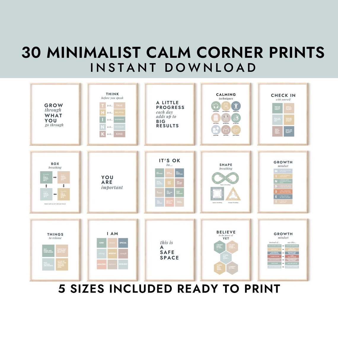 30 Calming Corner Wall Art Poster Calm Down Strategies Sign Printable ...