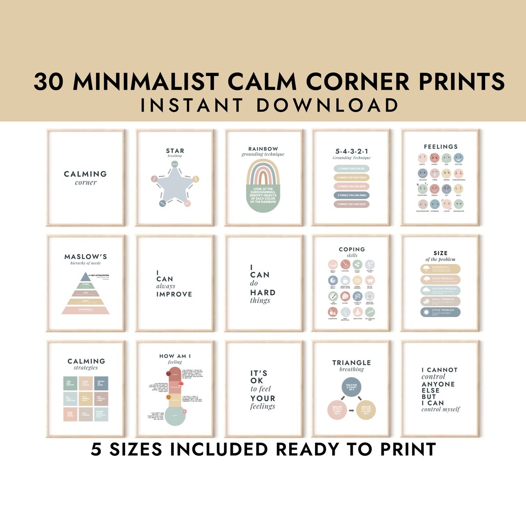 30 Calm Down Corner Posters Sign Kit Calming Decor Print Educational ...