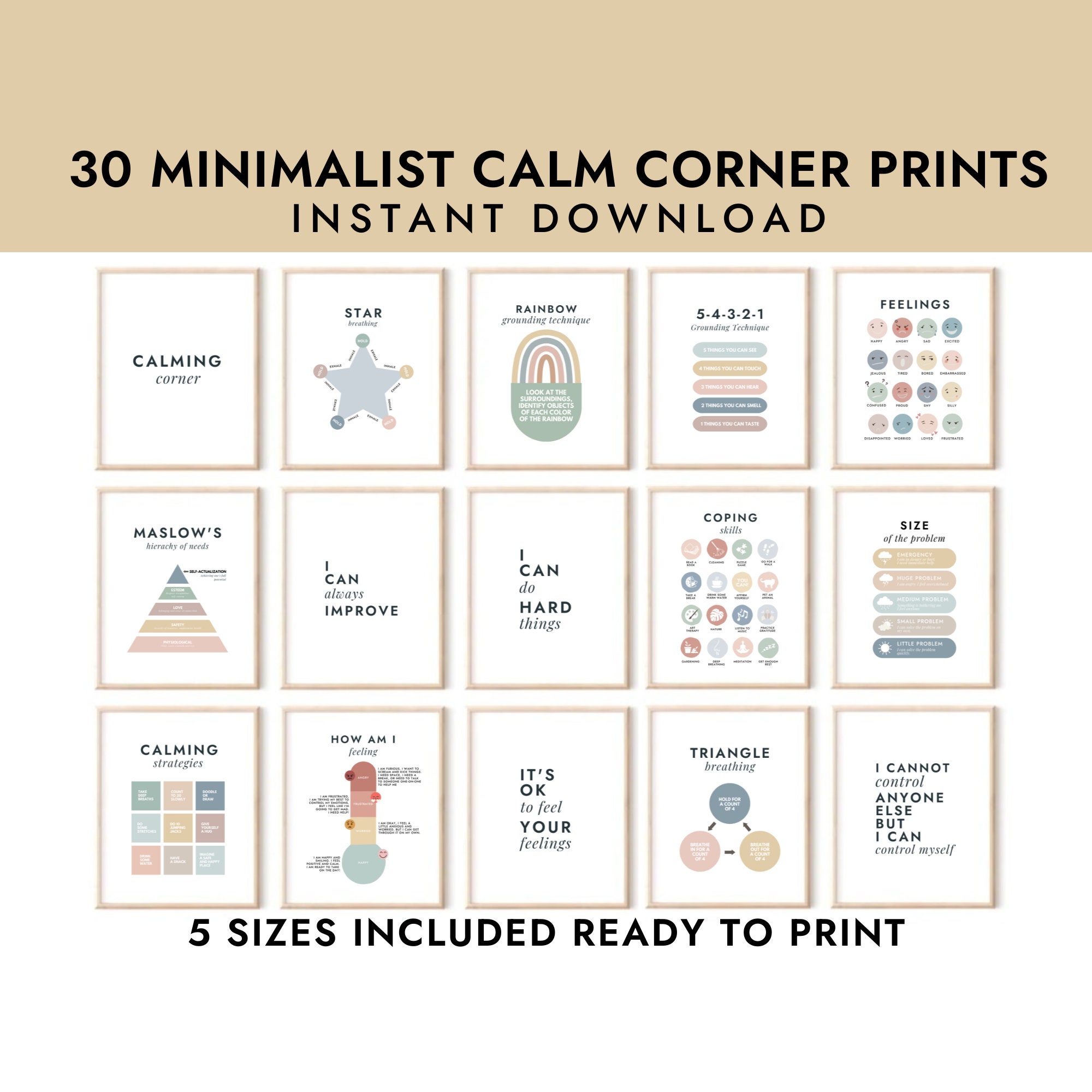30 Calm Down Corner Posters Sign Kit Calming Decor Print Educational ...