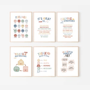 Set of 20 Bundle School Counseling Signs Posters Therapy Office Decor ...