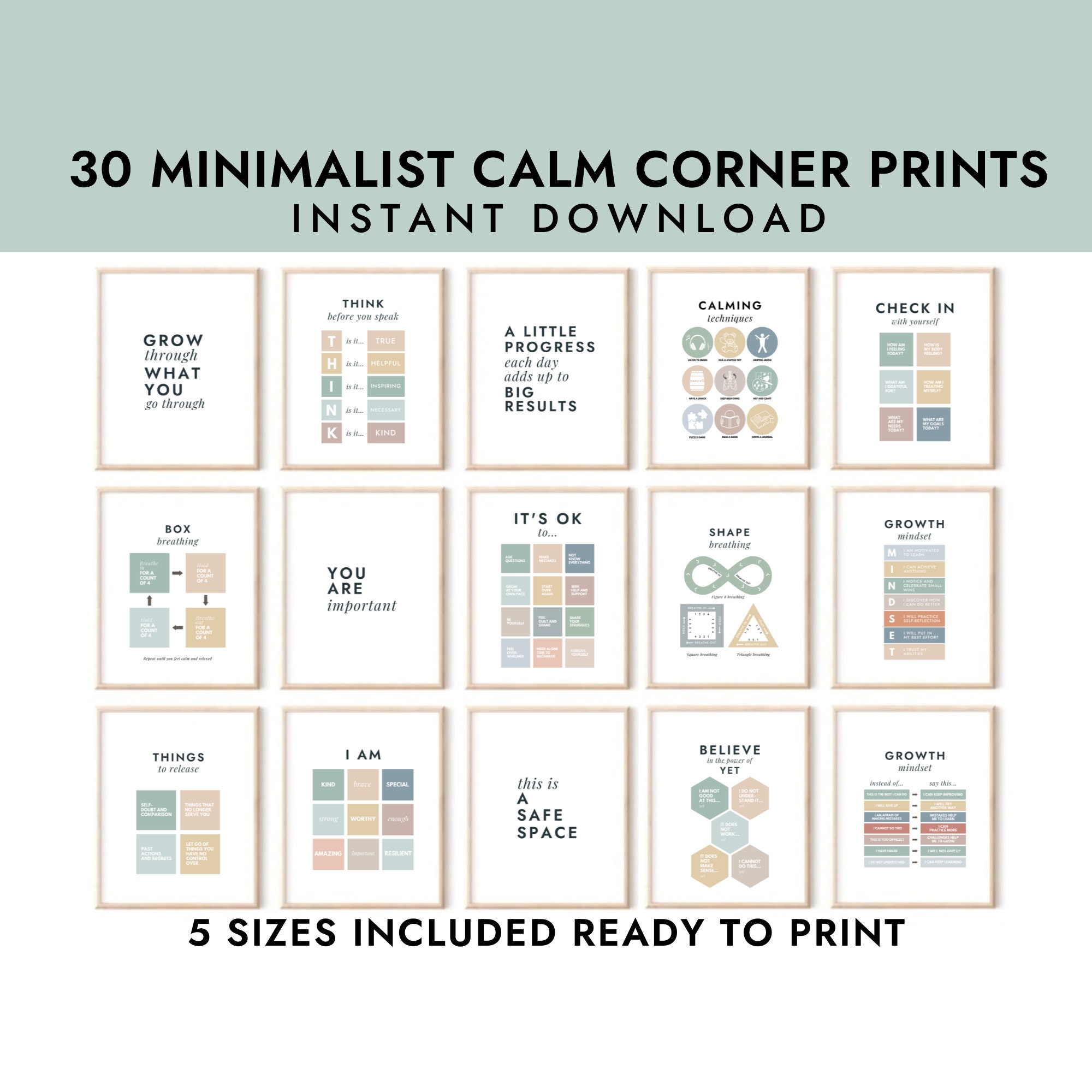30 Calm Down Corner Posters Sign Kit Calming Decor Print Educational ...