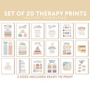 Set of 20 Bundle School Counseling Signs Posters Therapy Office Decor ...