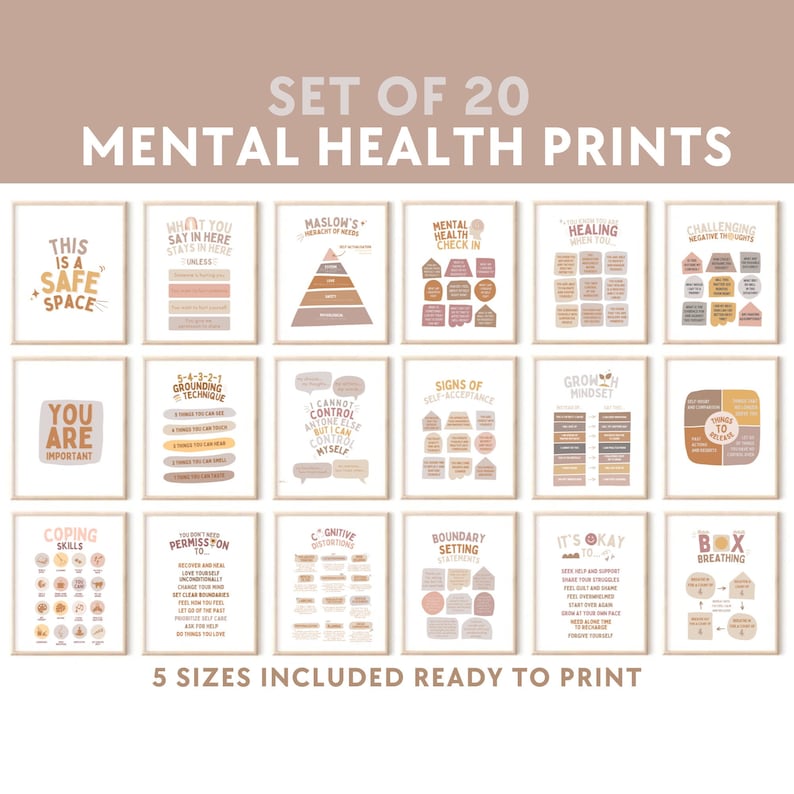 20 Boho Therapist Office Decor Social Worker Posters Therapy Art ...