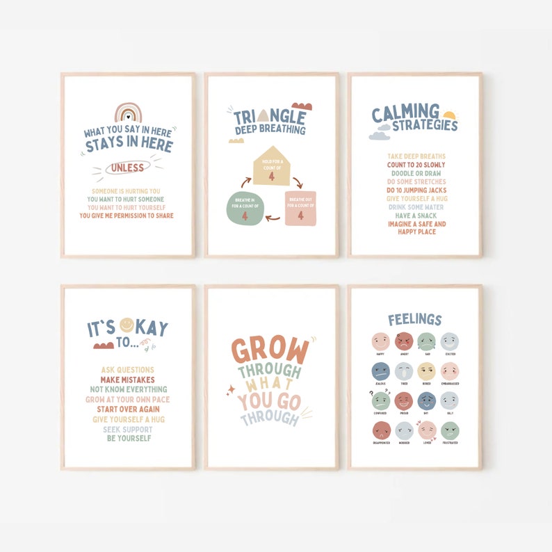 Set of 18 Bundle School Counseling Signs Posters Counselor Therapy Wall ...