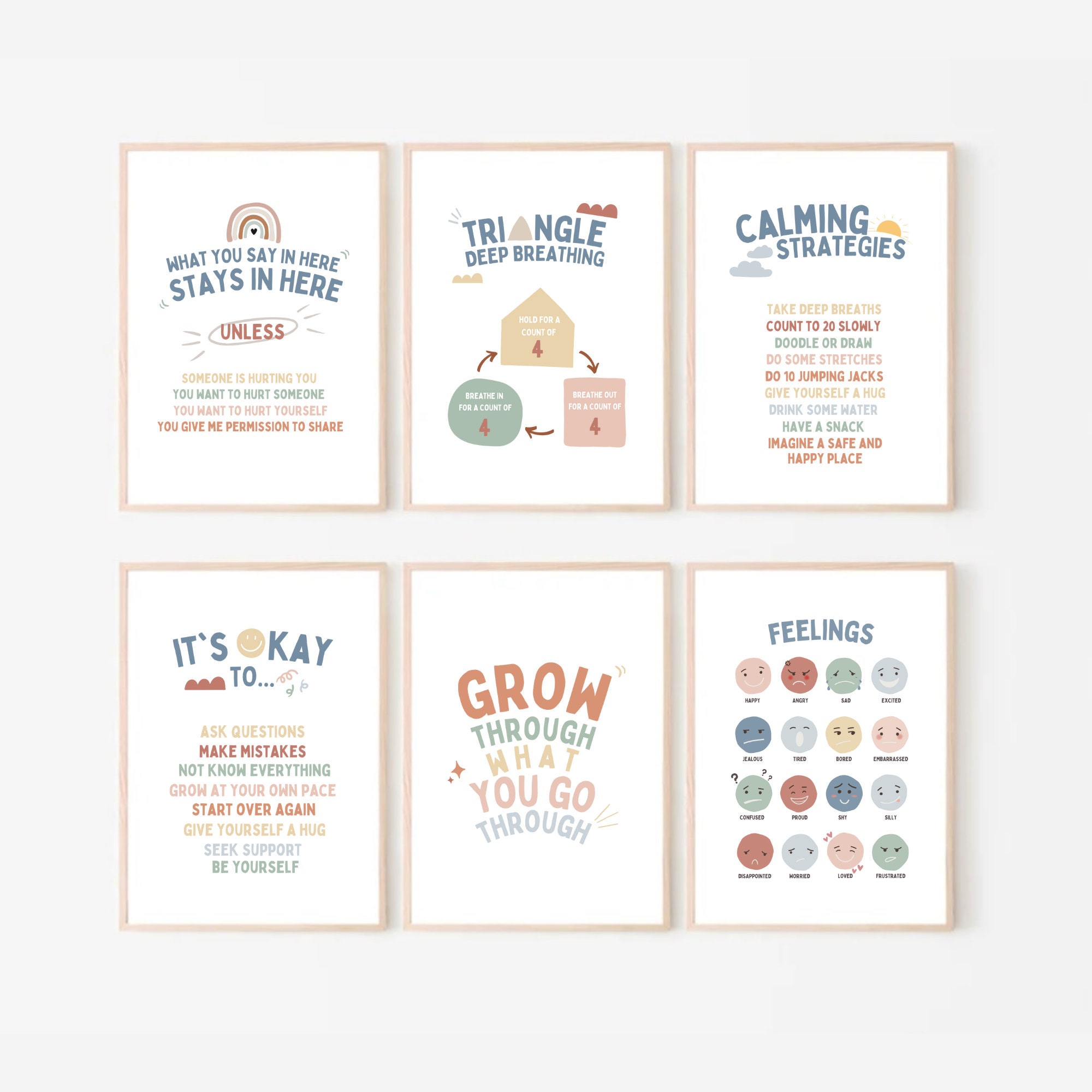 Set of 18 Bundle School Counseling Signs Posters Counselor Therapy Wall ...