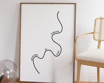 HEALING is Not LINEAR Psychologist Office Decor School Counselor Wall ...