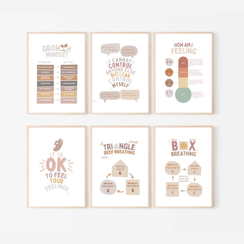 Set of 30 Boho Calm Down Corner Posters Sign Kit Calming Decor Print ...