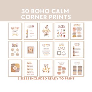 Set of 30 Boho Calm Down Corner Posters Sign Kit Calming Decor Print ...
