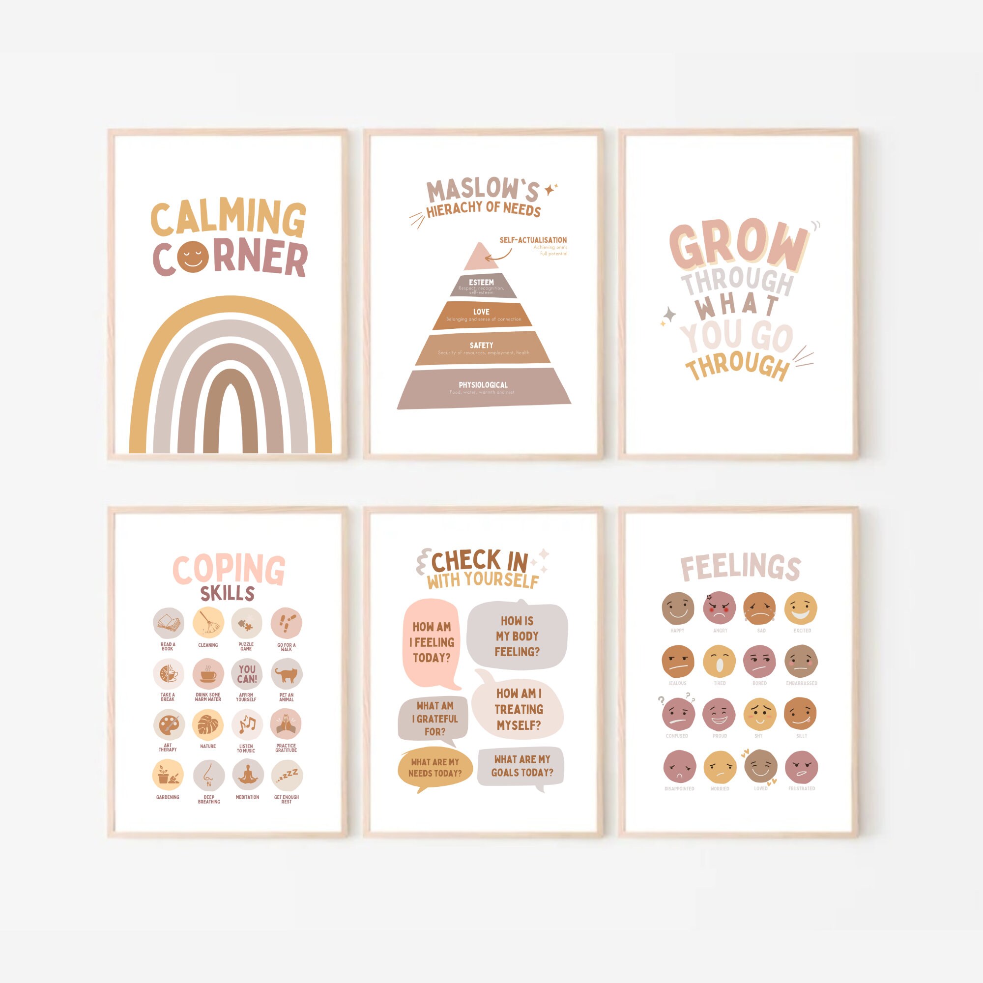 Set of 30 Boho Calm Down Corner Posters Sign Kit Calming Decor Print ...